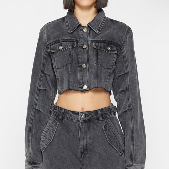 Maniere De Voir | Jeans | Maniere De Voir Black Washed Denim Cropped ...